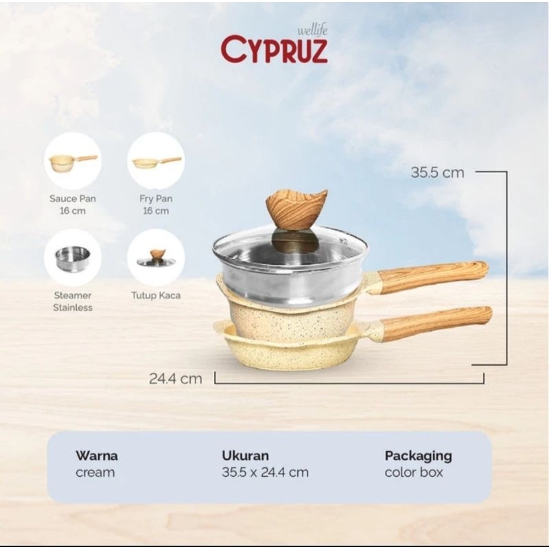 Jual Cypruz Cookware Set Granite Diecast Baby Collection Wajan Set Anti ...