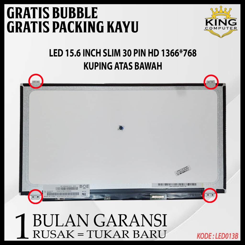 Jual LCD LED 15.6 INCH SLIM CONECTOR 30 PIN BRACKETATAS BAWAH RESOLUSI ...