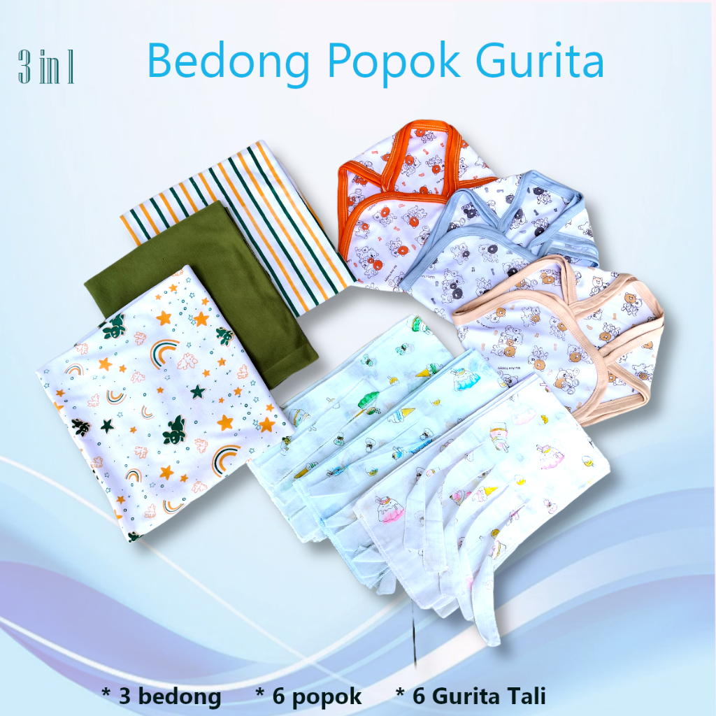 Jual Paket Perlengkapan Bayi Newborn Bedong popok gurita tali 3 in 1 ...