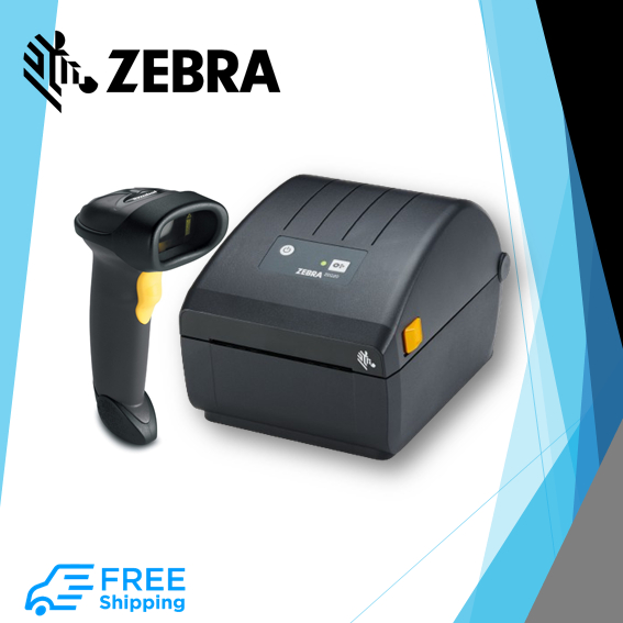 Jual Zebra ZD220 Thermal Printer + LS2208 1D Wire Barcode Scanner ...