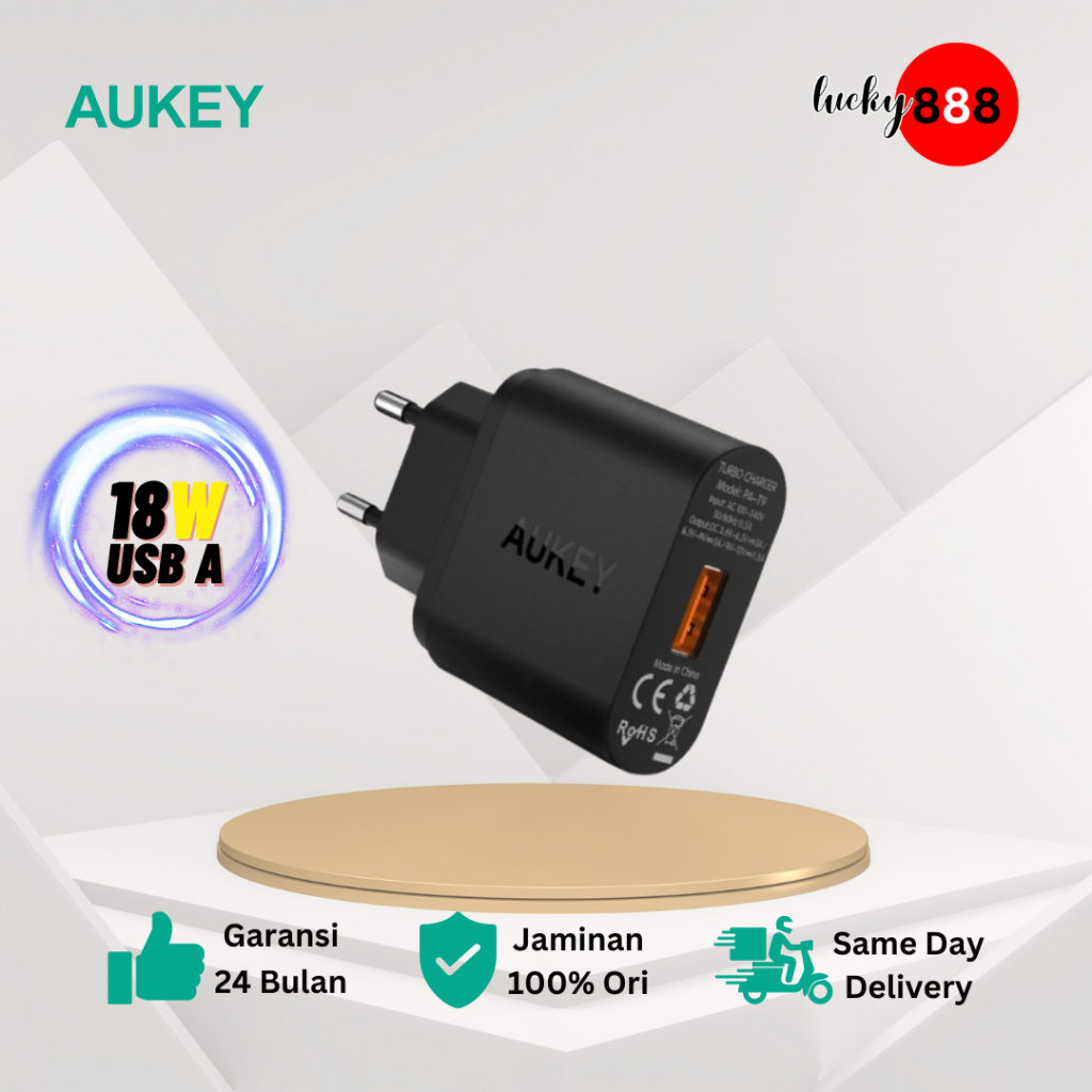Jual Kepala Charger Aukey Charger PA-T9 1 Port 18W QC 3.0 - 500001 ...