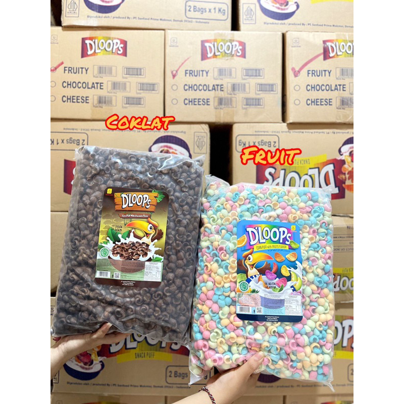Jual D'Loops Corn Puff Fruit Flavor / Cheese / Taro / Chocolate Flavor 250 gr (1/4 kg) | Shopee ...