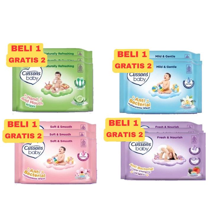 Jual Cussons Baby Wipes 45s+45s/beli1gratis2/Cussons Tisu Basah/Tripack ...