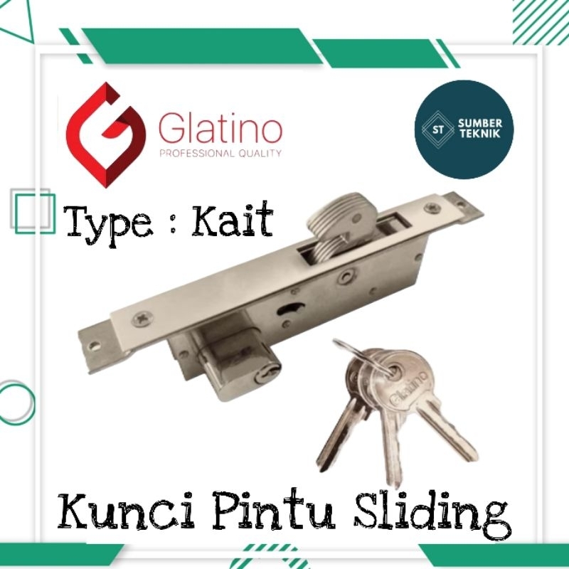 Jual GLATINO Kunci Pintu Alumunium Kaca Sliding Geser Swing Model Kait ...