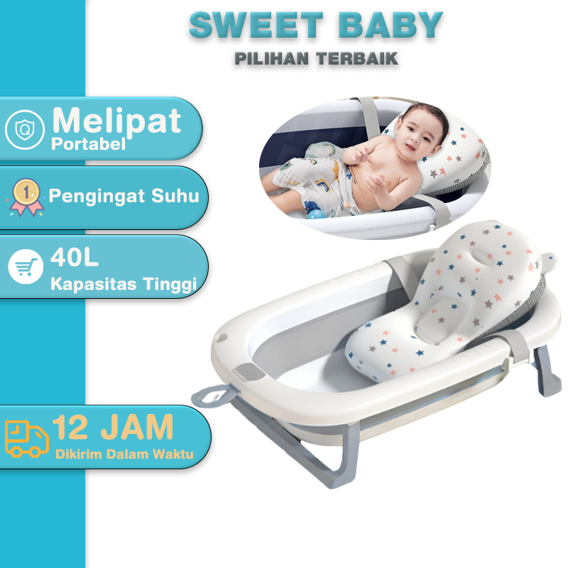 Jual SweetBaby Foldable Baby Bath Tub Dengan Bantal Mandi Bak Mandi ...