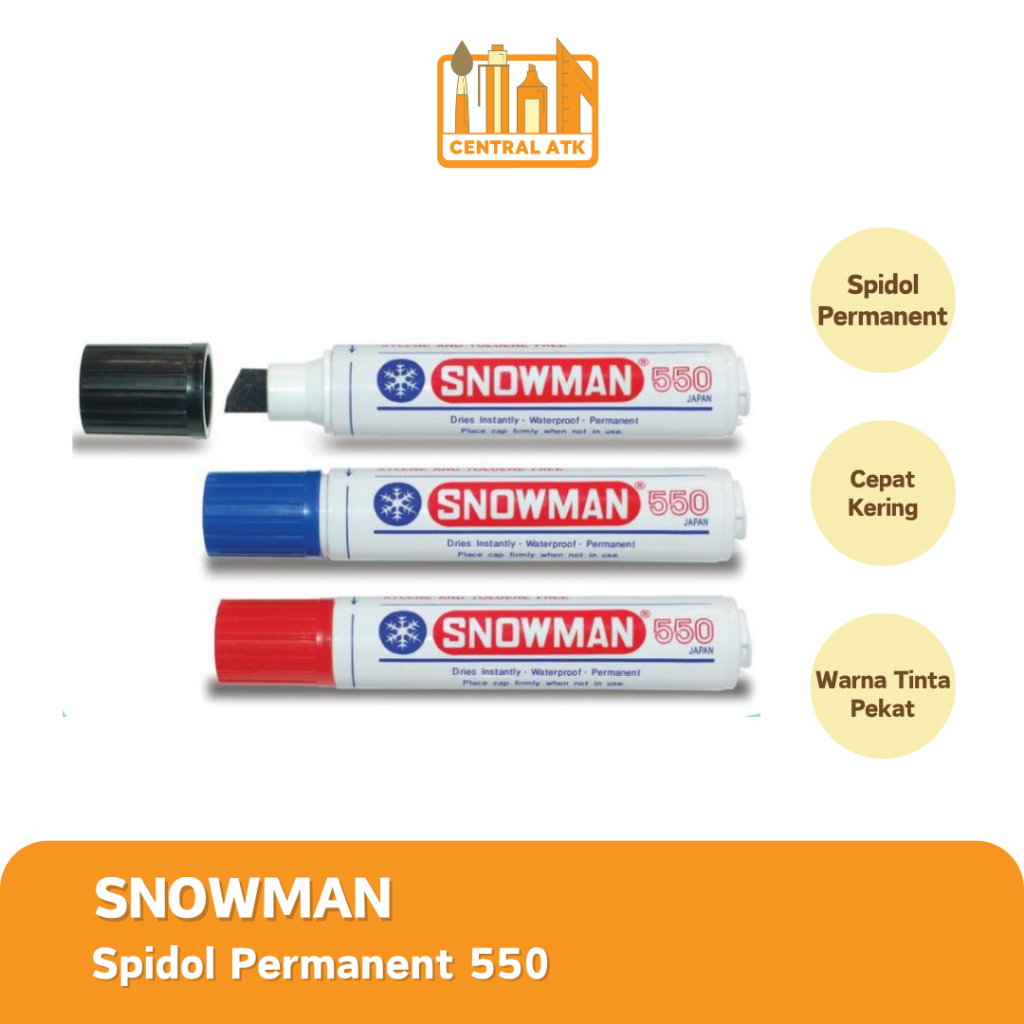 Jual SPIDOL SNOWMAN 550 PERMANENT HITAM / MERAH / BIRU | Shopee Indonesia