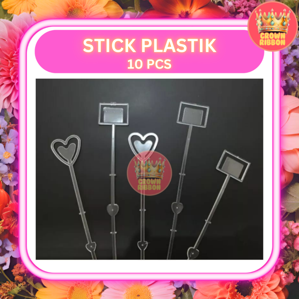 Jual Stick Kartu Plastik Buket Bunga / Stick Card Love & Bulat / Holder ...