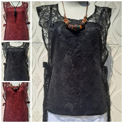 Jual Terbaru Outer Rompi Brokat Vest Brukat Baju Wanita Premium Merah ...