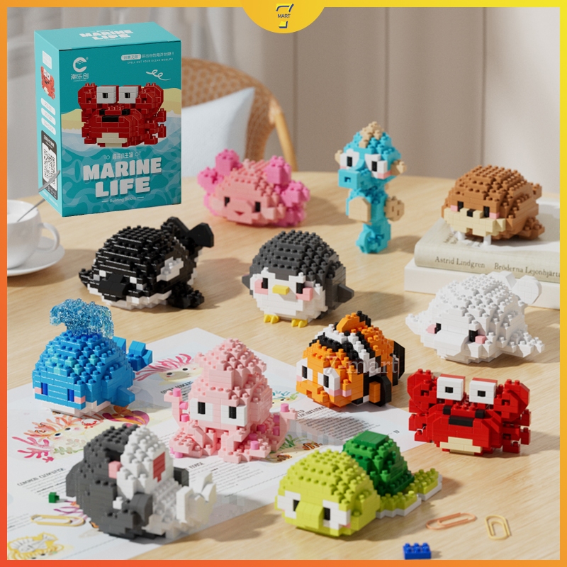 Jual Nano Blocks Marine Life Mini 3D Model Mainan Blok Susun DIY Bricks ...