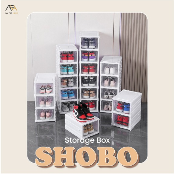 Jual AFH SHOBO Kotak Penyimpanan Sepatu Transparan / Storage Box Lipat ...