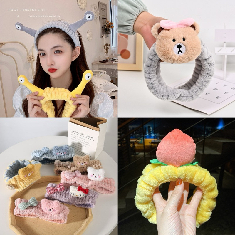 Jual Delunashop 294D Bandana Premium Korean Fluffy Bear Headband ...