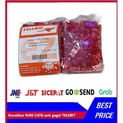 Jual Telebit Connector RJ45 UTP Cat6 Gold Plated Anti Gagal | Shopee ...