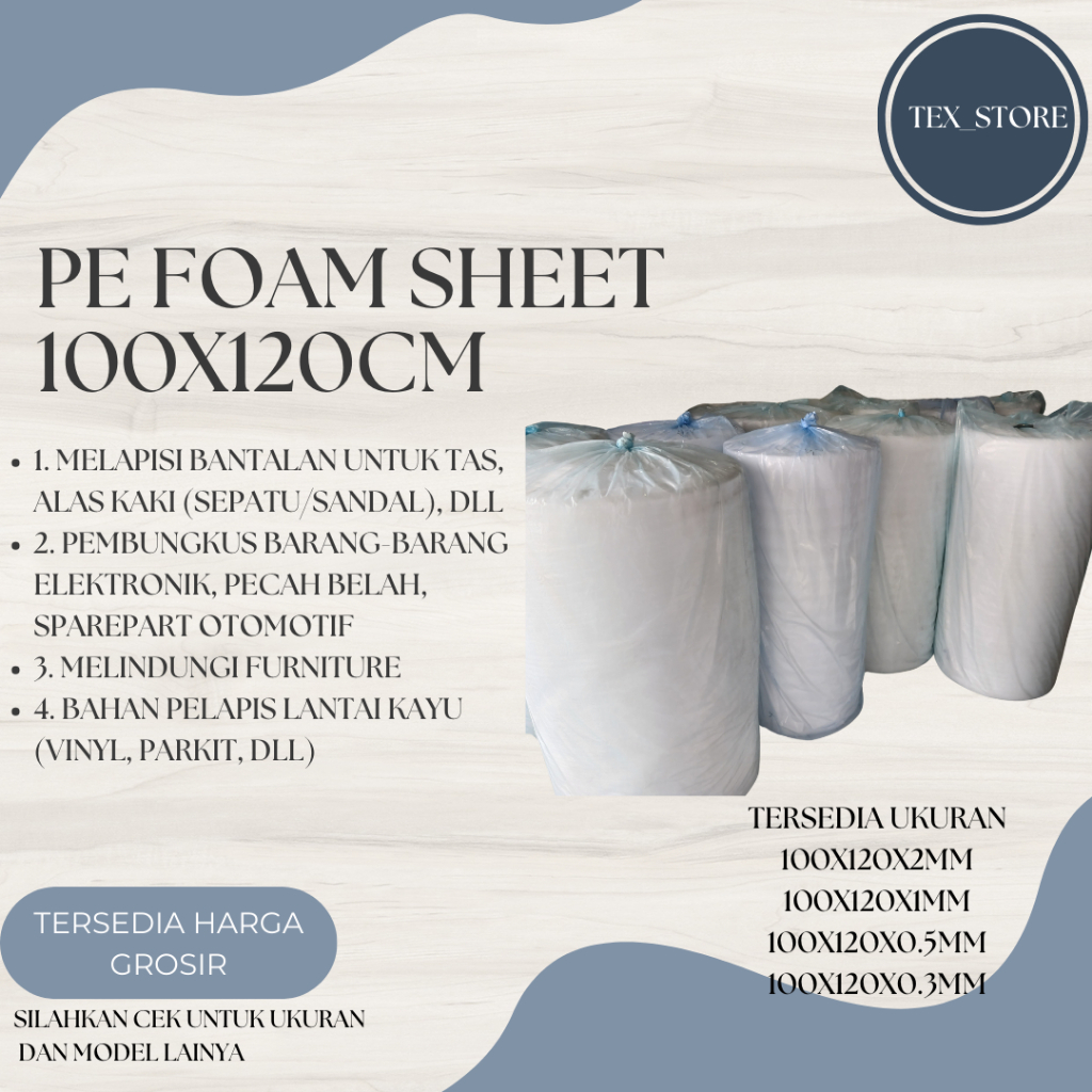 Jual Busa Packing PE Foam Sheet 0,5m,1mm, 2mm x 120cm x 100cm Parket ...