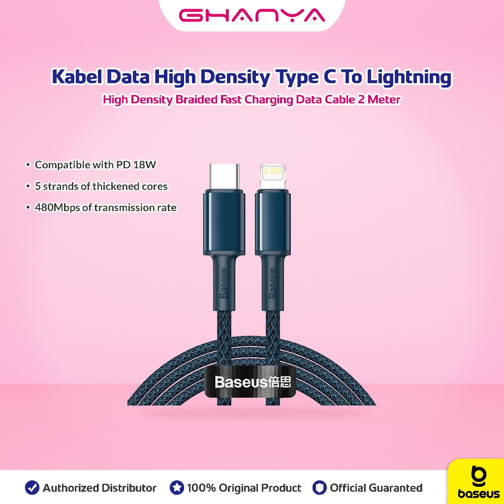 Jual Baseus Original Kabel Data High Density TYPE C TO LIGHTNING 20W 2M ...