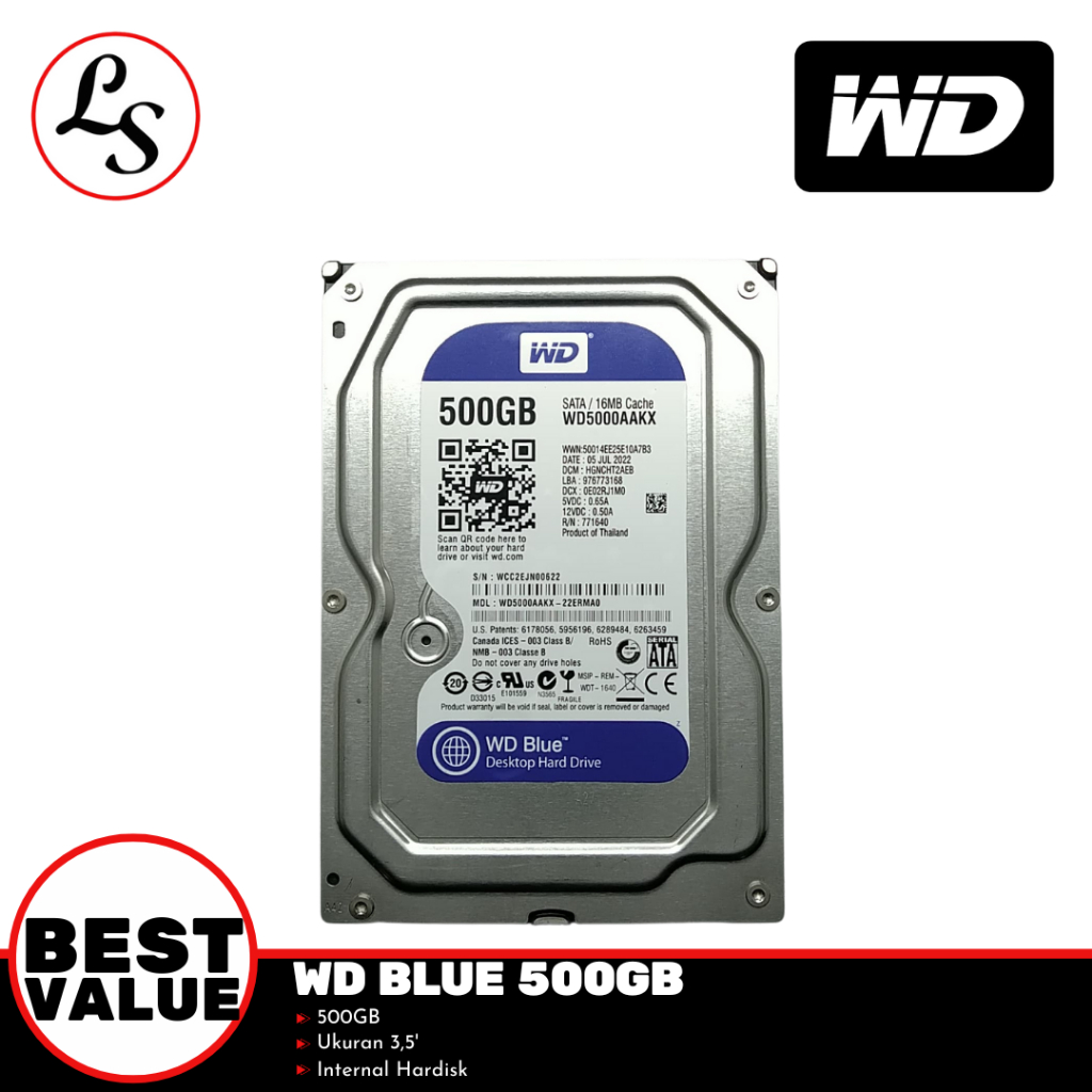 Jual WD HDD Blue 500GB SATA 3,5' For Laptop PC | Shopee Indonesia