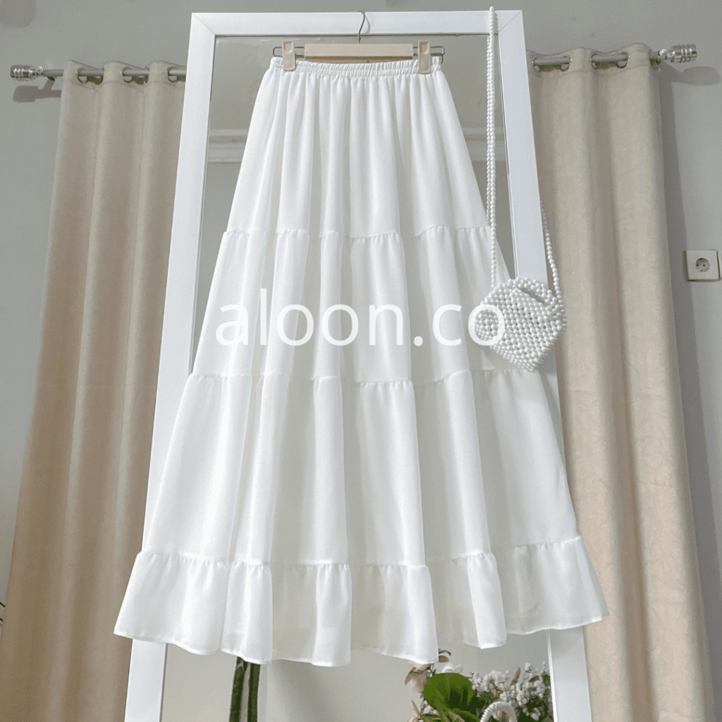 Jual Serena Rok Midi Rempel Ceruty Babydoll Premium – Rok Susun Ruffle ...