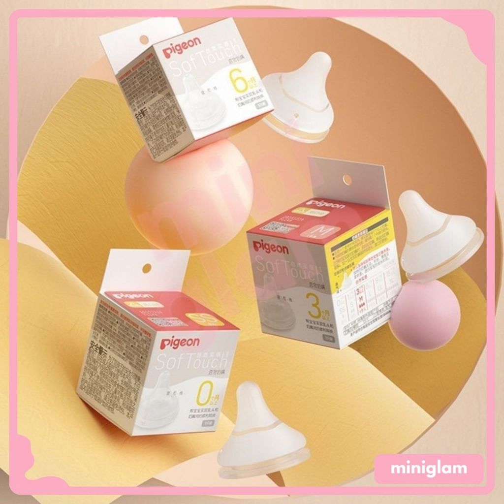 Jual MGLAM - Peristaltic Pigeon Soft Touch Wide Neck Nipple Dot Plus【BB020】 | Shopee Indonesia