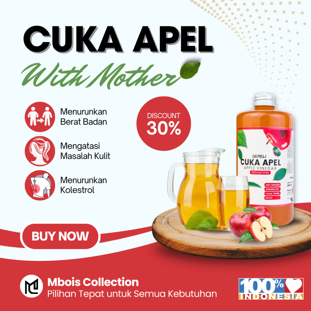 Jual Cuka Apel Organik Premium Original With Mother untuk Diet - Apple ...