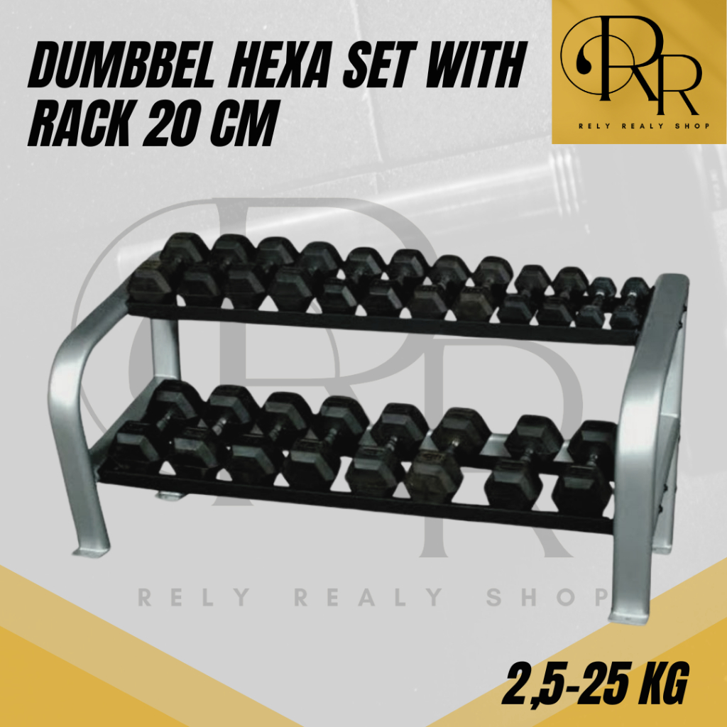 Jual Dumbbel hexa set with rack 2,5-25kg atau rack dumbbel 2 tier atau ...