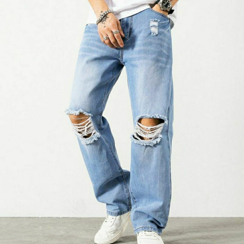 Jual CELANA SOBEK PRIA RIPPED JEANS ROBEK STANDAR REGULER BASIC JINS ...
