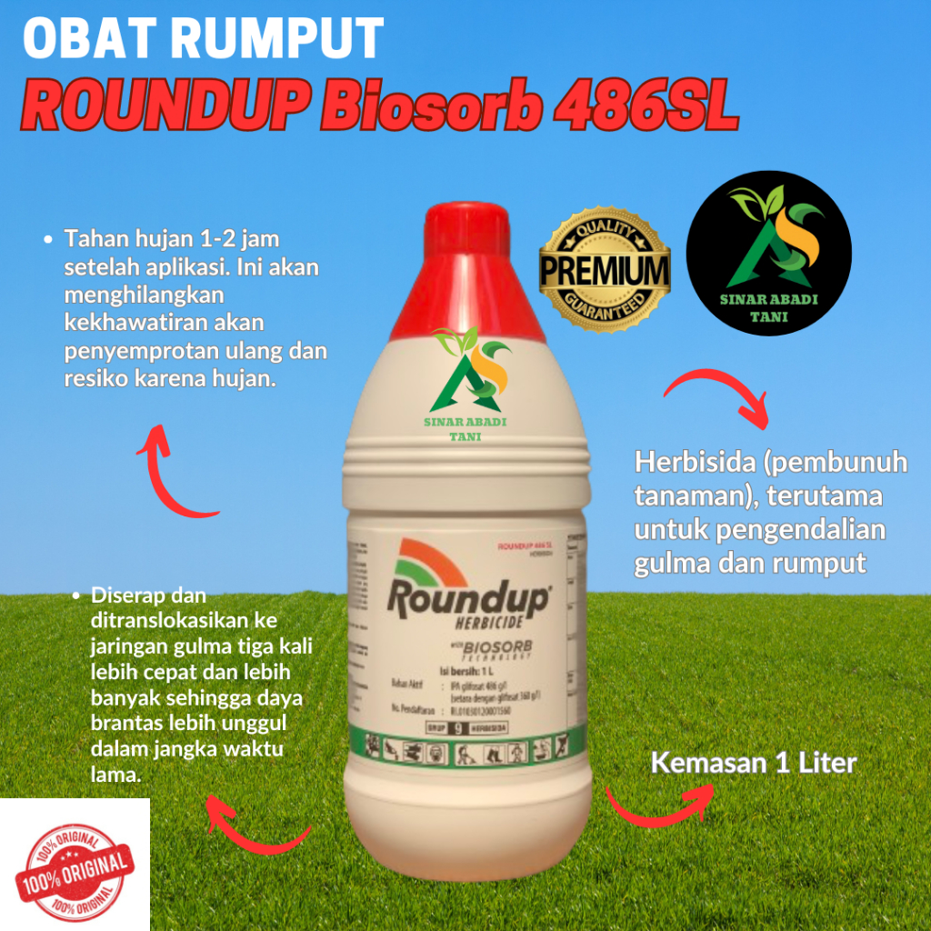 Jual Roundup Biosorb 486 SL Obat Untuk Rumput Liar / Gulma ( Herbisida ...