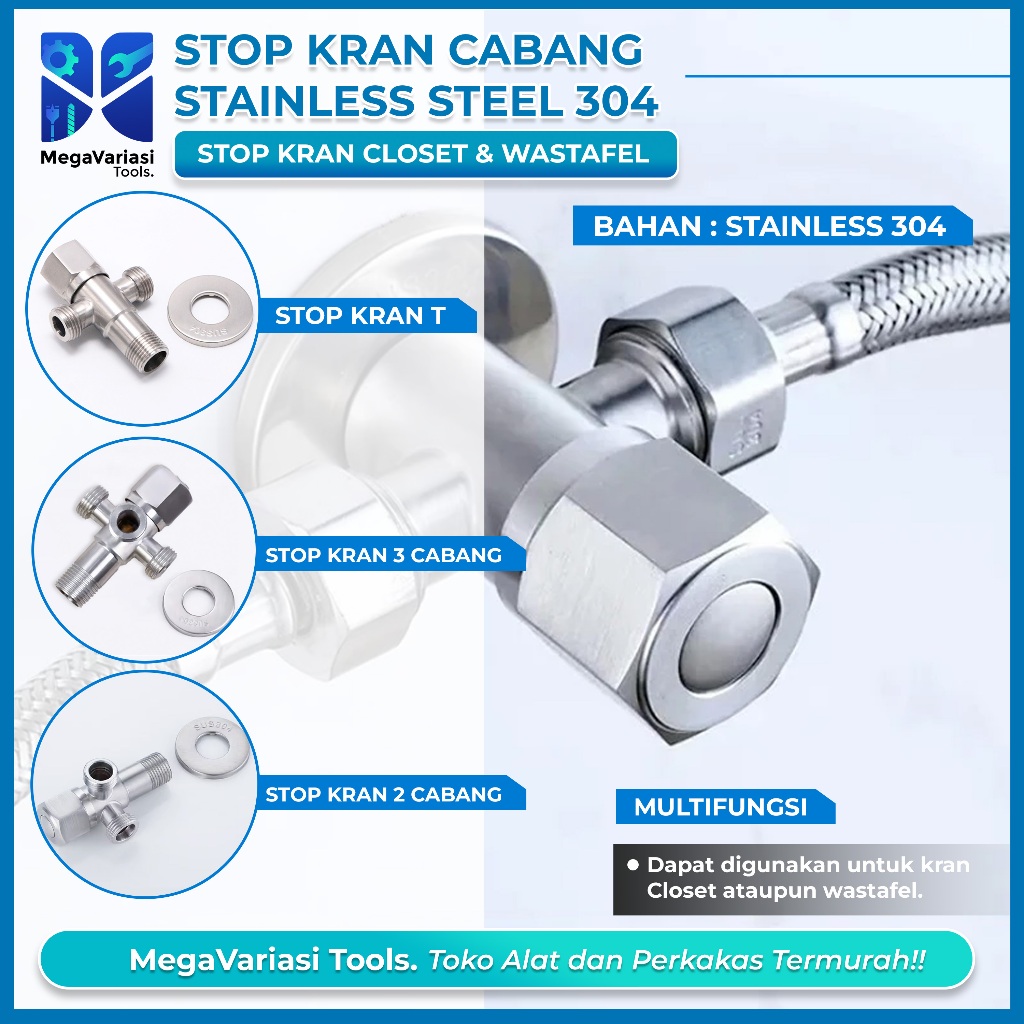 Jual Stop Kran Cabang Stainless Steel 304 Keran Anti Karat Stop kran ...