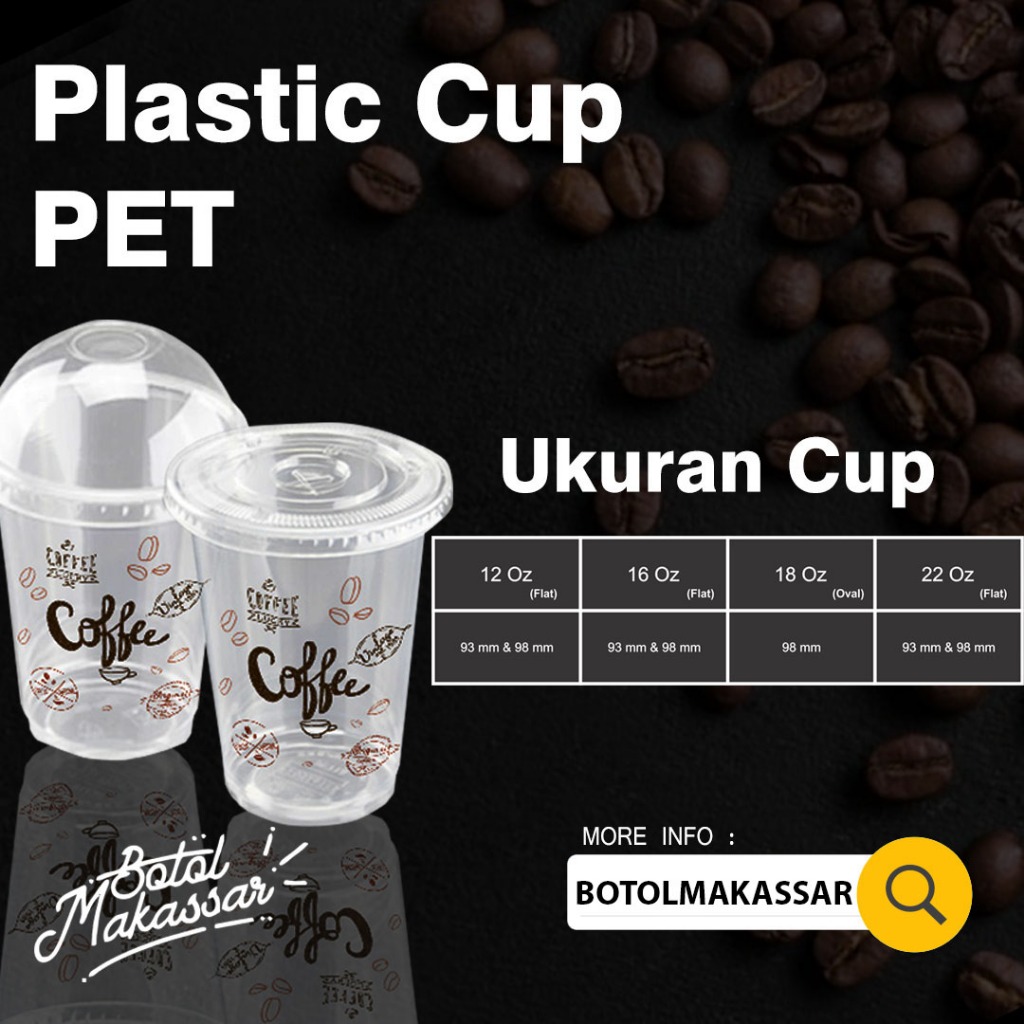 Jual Gelas Plastik PET dengan Tutup Datar/Flat Lid (Ukuran 16 Oz / 480 ml) Kemasan Plastik, Isi ...
