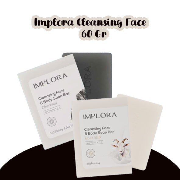 Jual Implora Cleansing Face & Body Bar Soap 60gr (Charcoal/Goat milk ...
