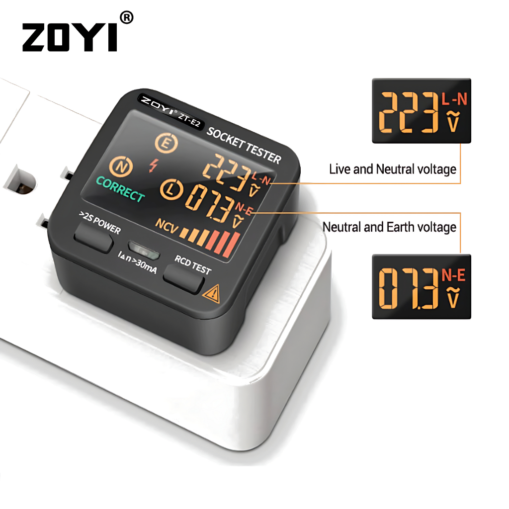 Jual ZOYI ZT-E2 Digital Socket Tester Smart Voltage Detector RCD EU ...