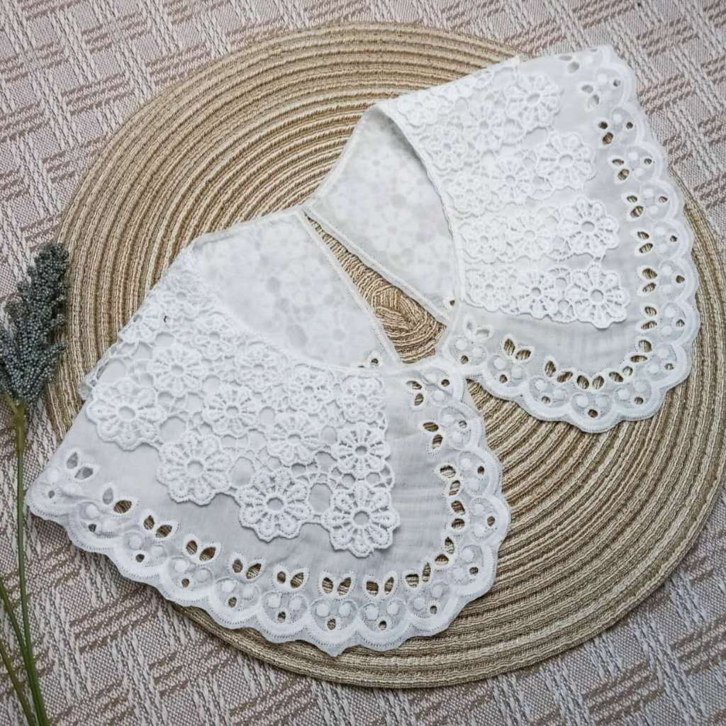 Jual Aplikasi Kerah Premium Renda Dijahit 2 Ply Motif Bunga-bunga ...
