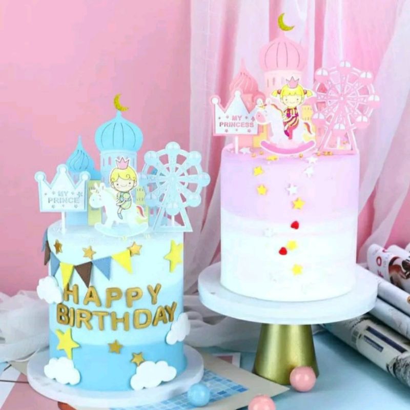 Jual Cake topper kastil prince dan princess topper kue ultah topper kue ...