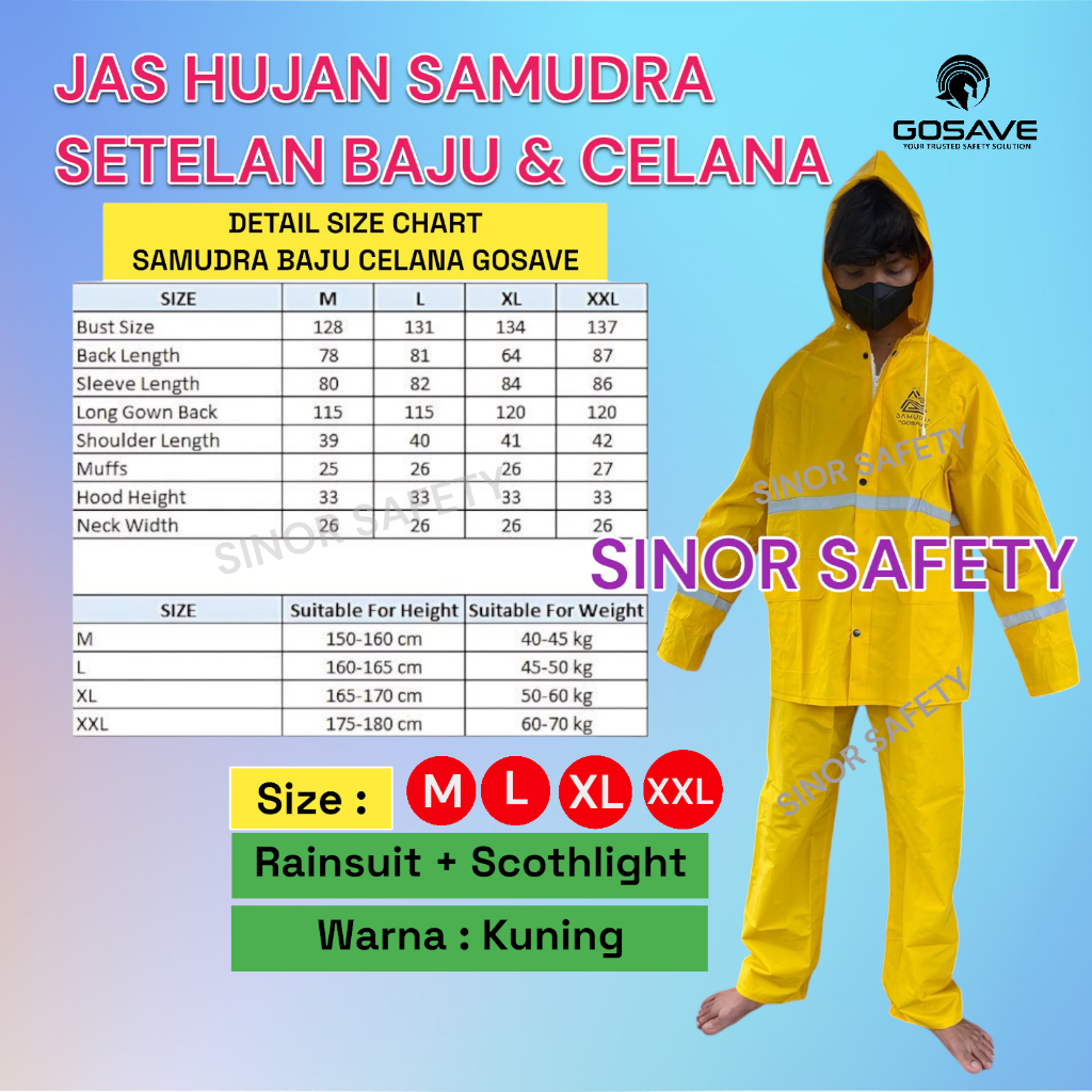 Jual Baju Jas Hujan Safety Kuning ORIGINAL Samudra Raincoat Jaket ...