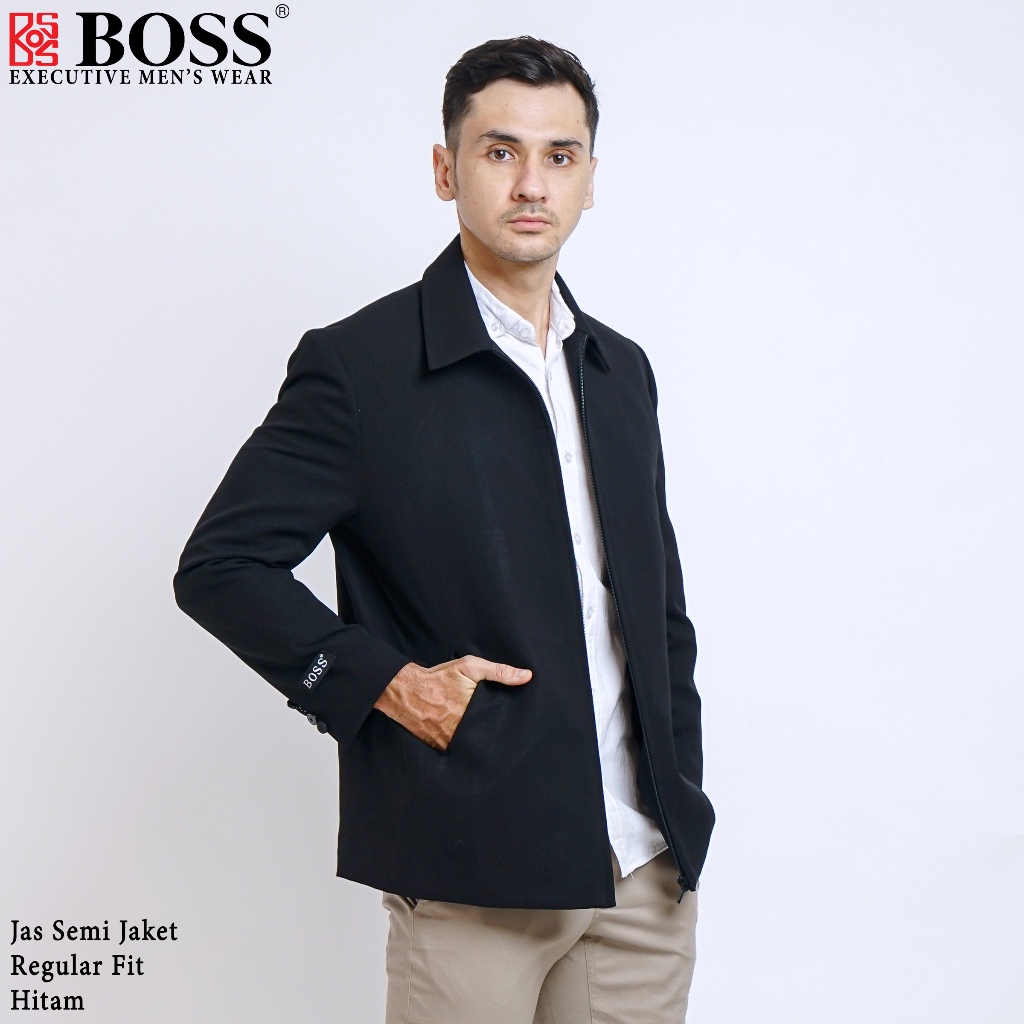 Jual BOSS Jas Semi Jaket Formal Regular Fit Hitam | Shopee Indonesia