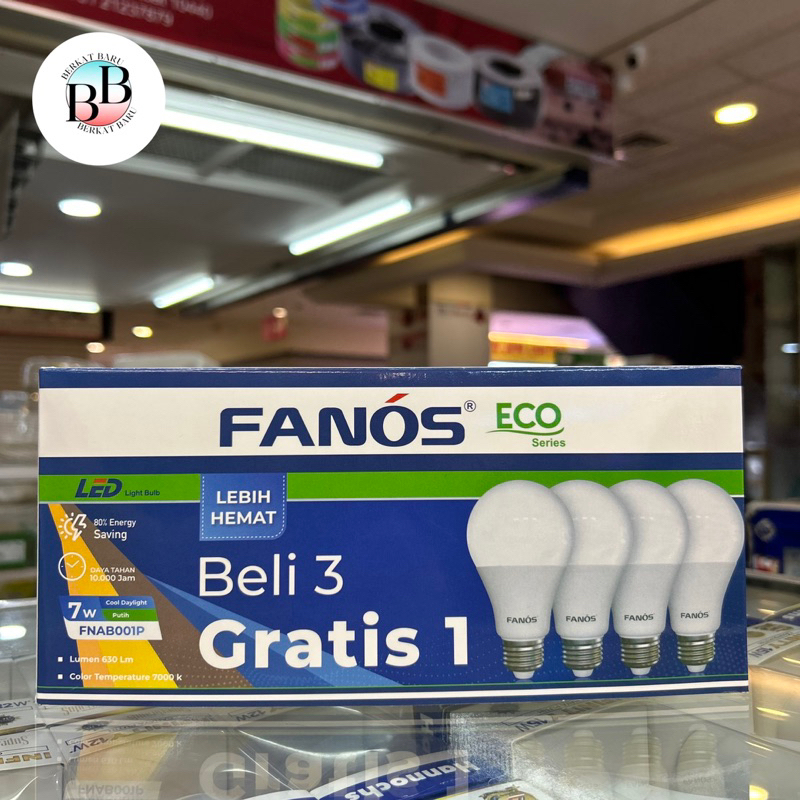 Jual Lampu Bohlam LED Fanos EcoPack 7 Watt (Beli 3 Gratis 1) (Cahaya Putih) | Shopee Indonesia
