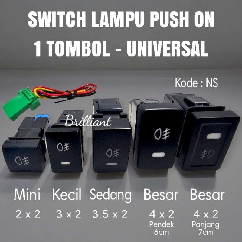 Jual Switch Saklar Lampu Universal - Push On Tekan 1 Tombol + Soket ...