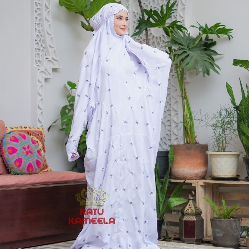 Jual Mukena Terusan Dewasa Jumbo Bordir Seribu Bunga Katun Mikro Lembut ...