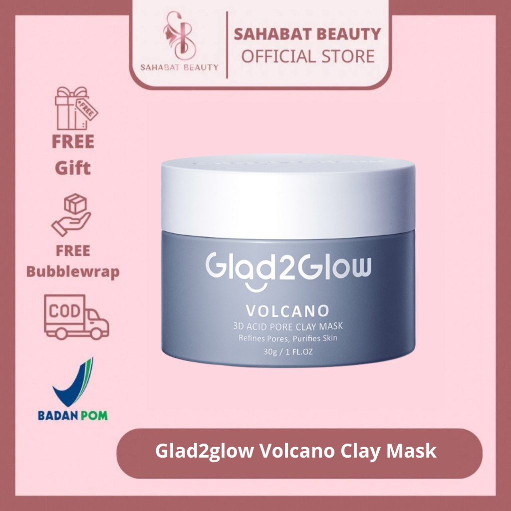 Jual Glad2glow Volcano Clay Mask Masker Komedo Deep Pores Cleansing Mud Mask 30g | Shopee Indonesia