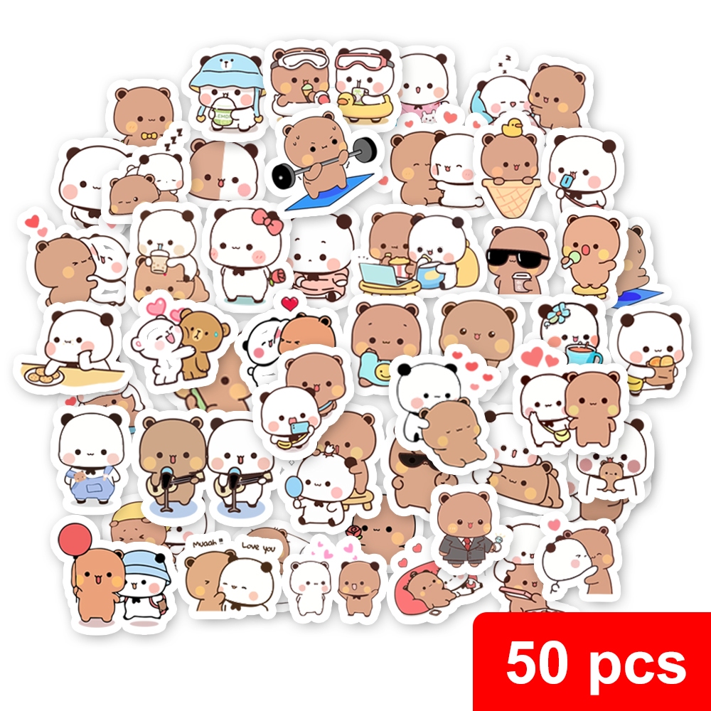 Jual stiker bubu dan dudu I sticker beruang dan panda lucu anti air ...