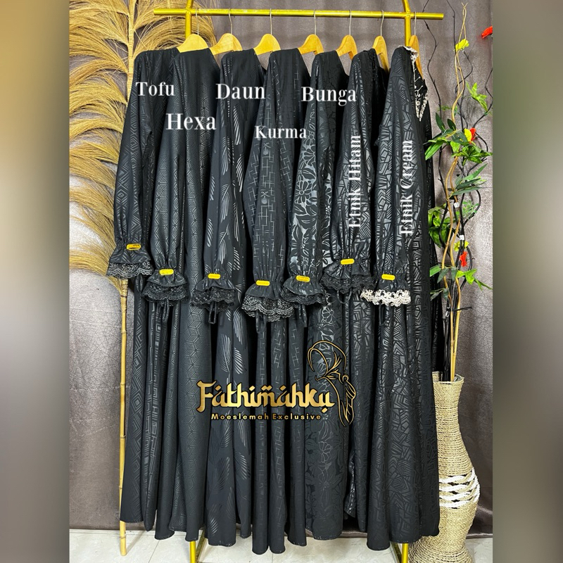 Jual Abaya Rena Full Embos Renda Hitam dan Cream/Gamis Abaya Syar'i ...