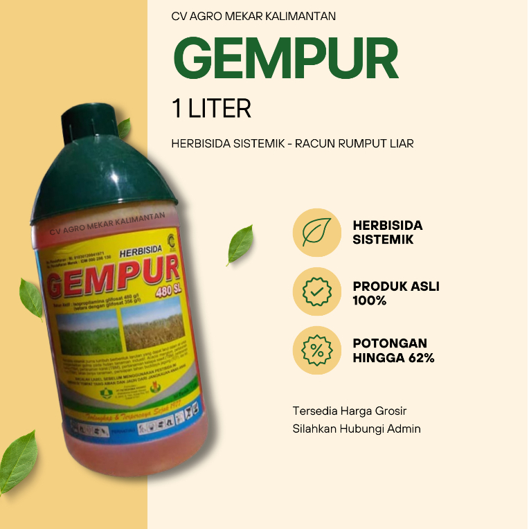 Jual Gempur Racun Rumput Liar Terlaris (Herbisida Sistemik) 1 Liter ...