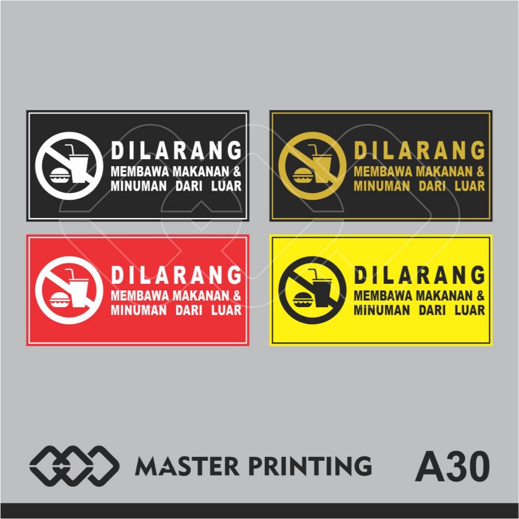 Jual A30 - Akrilik Dilarang Membawa Makanan Dari Luar, Acrylic Sign ...