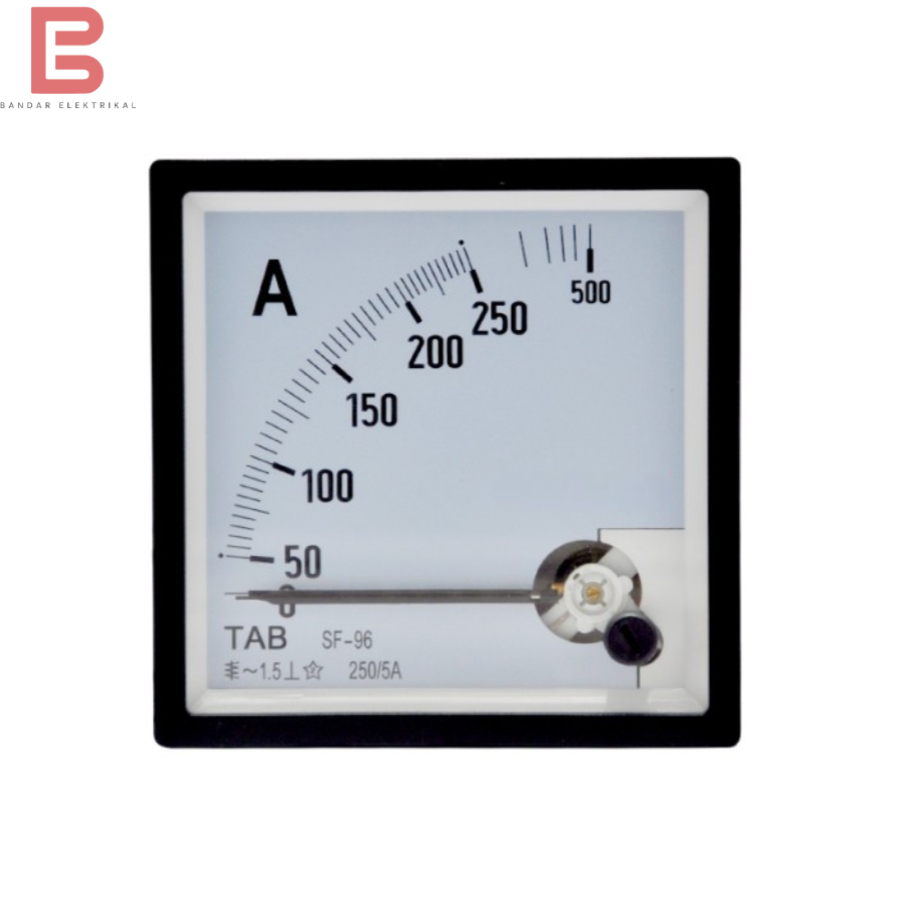 Jual Ampere Meter Analog 96 x 96 250/5A AC Via CT Ampermeter 250A TAB ...