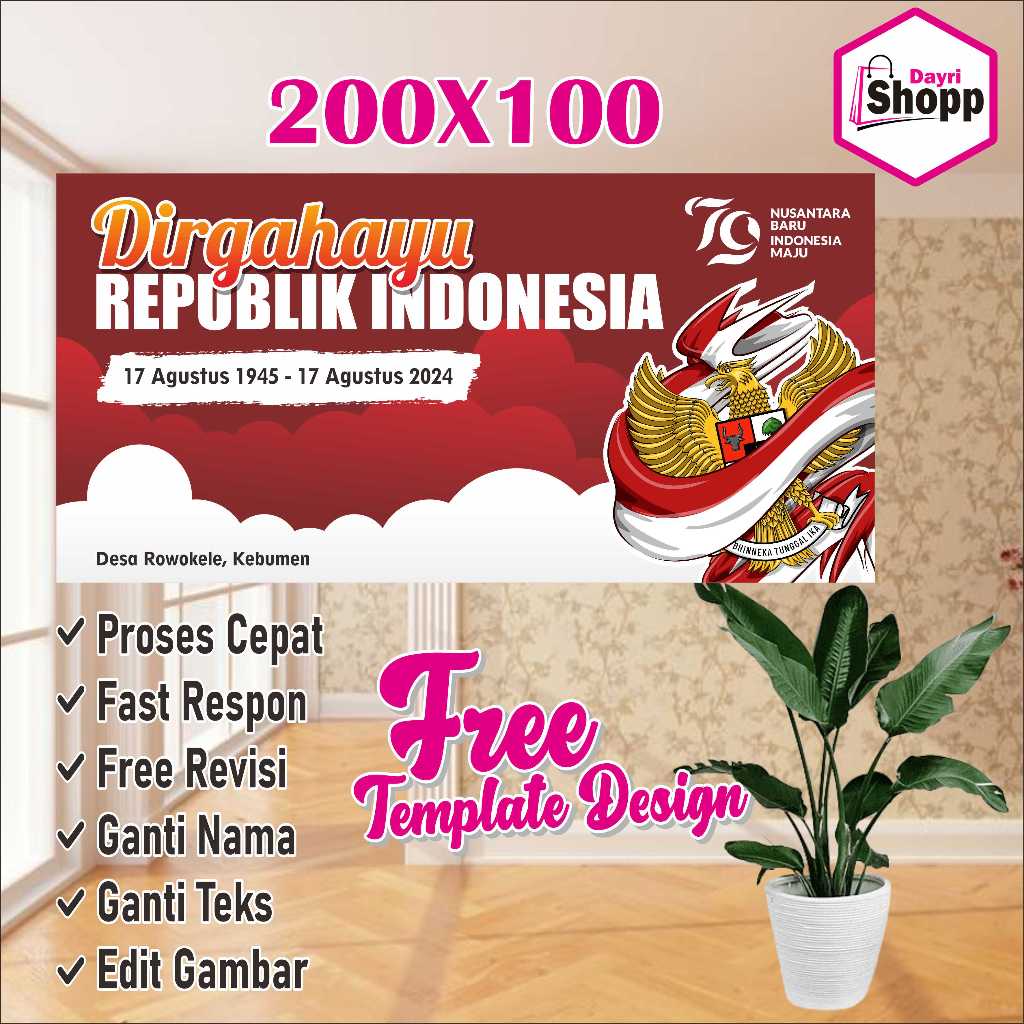 Jual Size 200x100 Cm,Spanduk Banner Dirgahayu 17 Agustus Terbaru ...