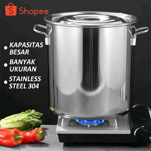 Jual panci dandang bakso stockpot panci stainless 25 cm 30 cm 35 cm 40 ...