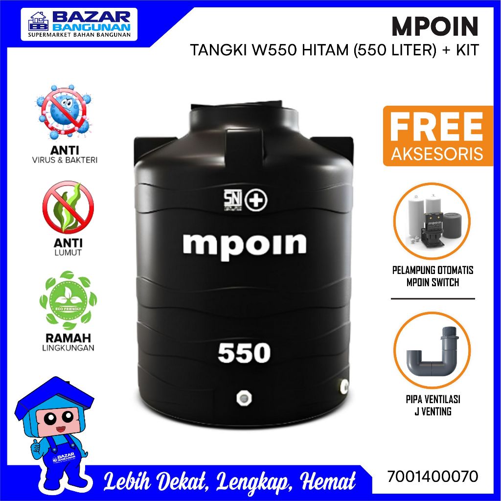 Jual Mpoin - Tangki / Tandon / Toren Air / Water Tank W550 W 550 Liter ...