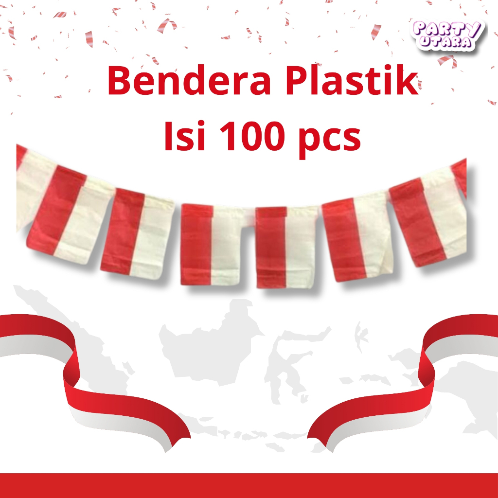 Jual BENDERA PLASTIK MERAH PUTIH KEMERDEKAAN 100 PCS | Shopee Indonesia