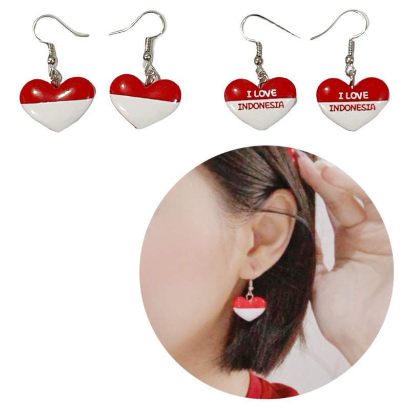 Jual Anting Love Merah Putih Kemerdekaan Hook Earrings 17 Agustus Red ...