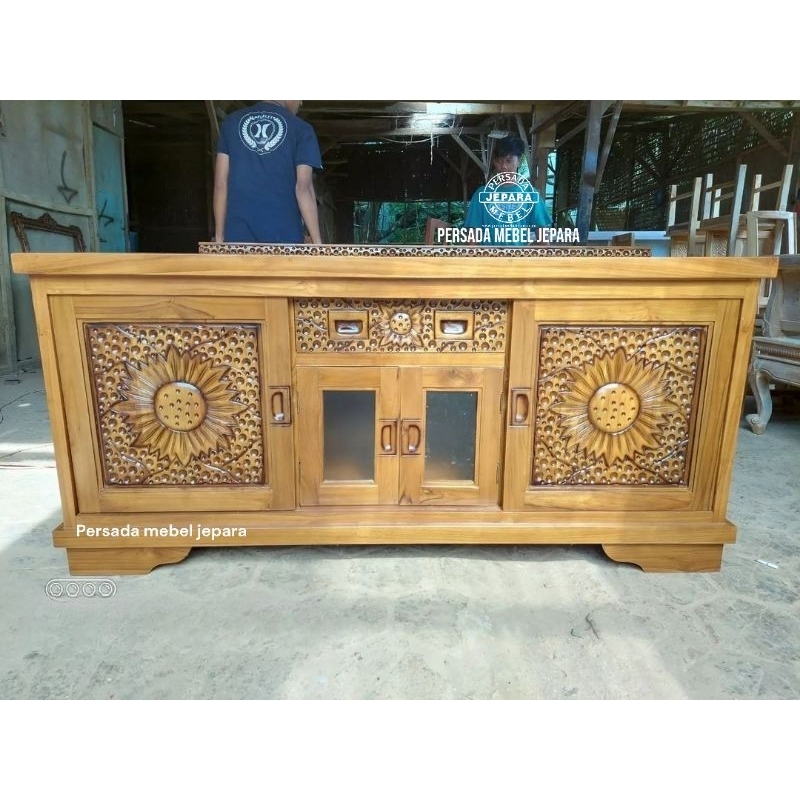 Jual Bufet jati minimalis pintu sliding / Bufet TV / Bufet / Meja TV ...