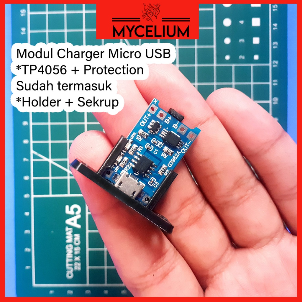 Jual Modul charger tp4056 protection baterai 18650 5v plus holder 3d ...