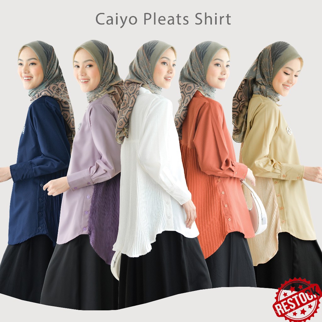 Jual NUNA Caiyo Pleats | atasan kemeja Wanita busui katun polos ...